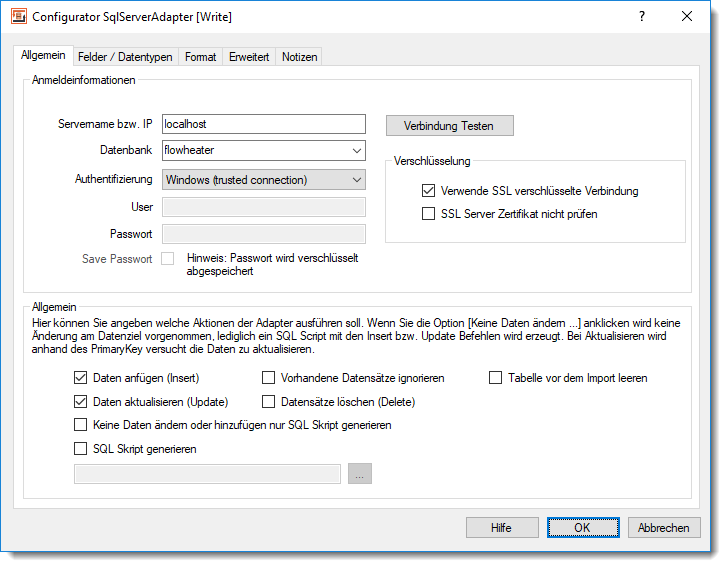 Import / Export / Update von SQL Server Datenbank Tabellen